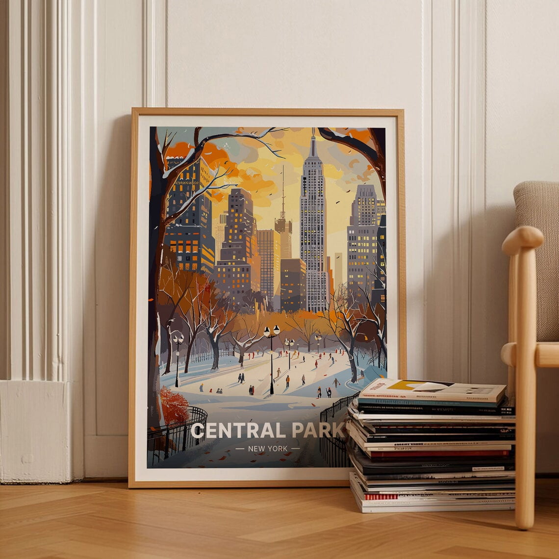 Central Park Winter Wonderland Poster, New York City Travel Wall Art ...