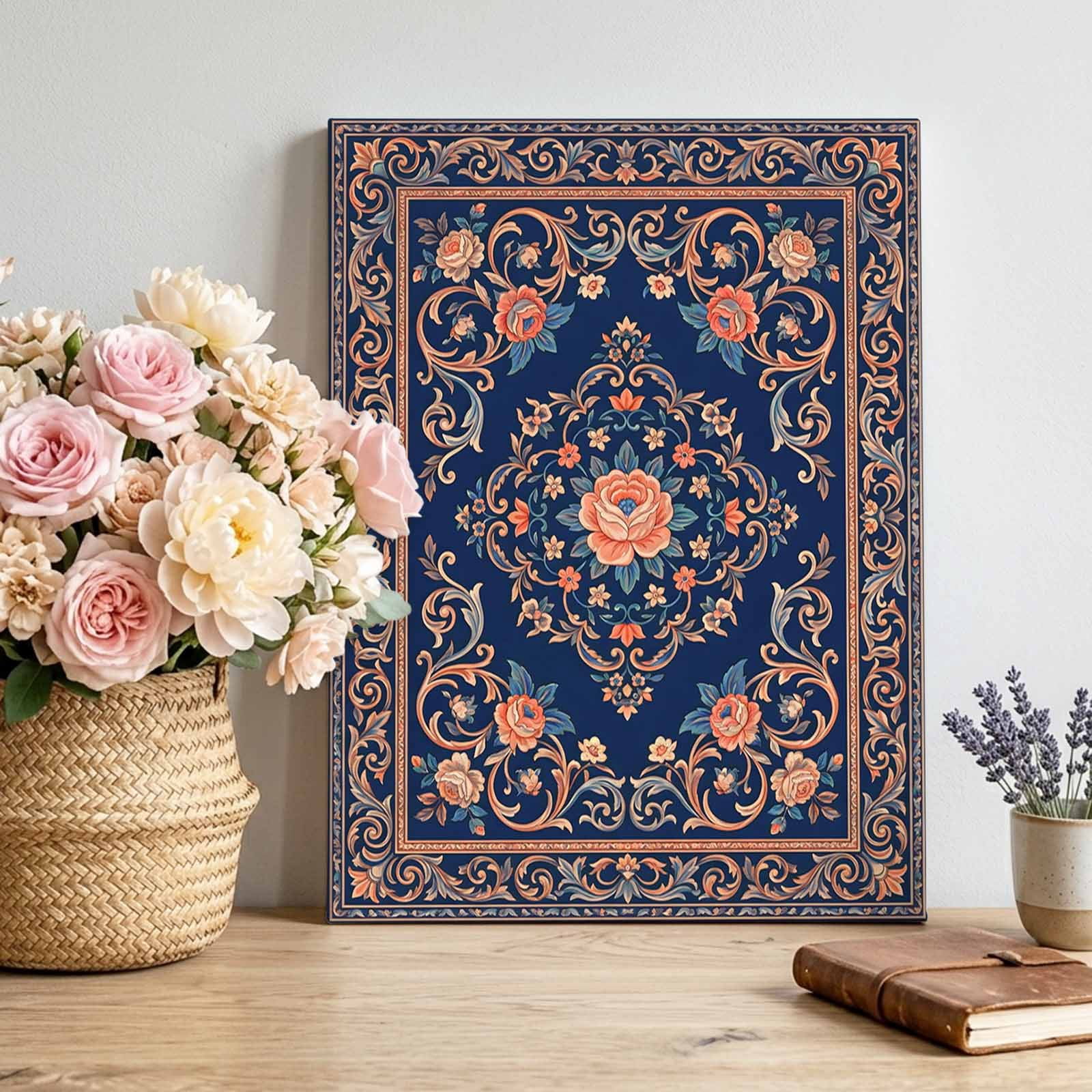 Central Rose Canvas Wall Art for Living Room, Vintage Traditional ...