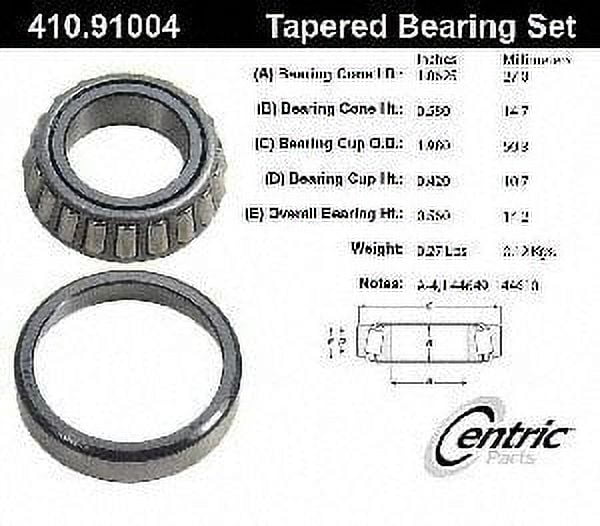 Centric 410.91004E Standard Wheel Bearing Fits select: 1966 FORD ...