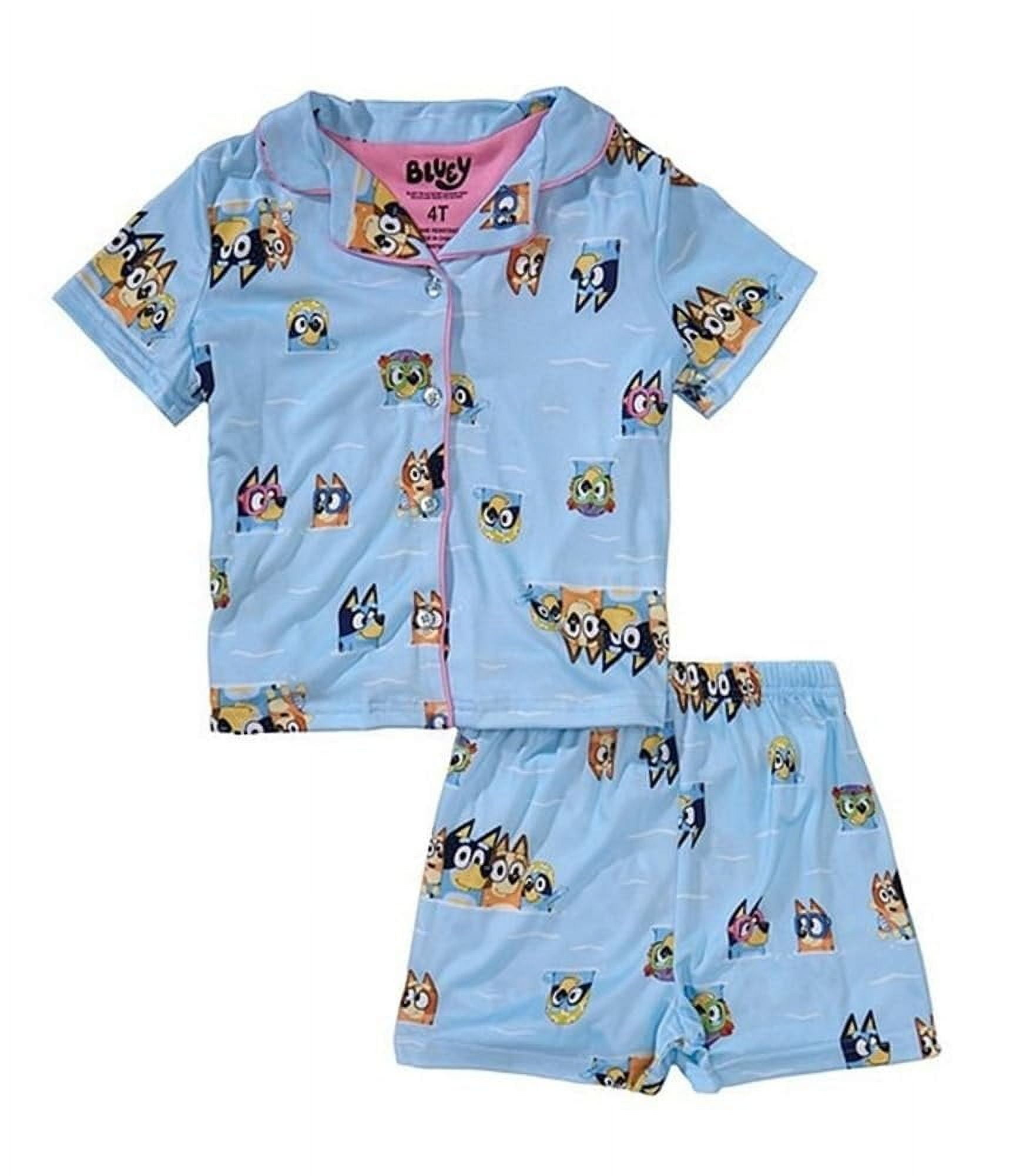 Centric Brands Bluey & Bingo Girls 2pc Pool Day Pajama Set Button-Down ...