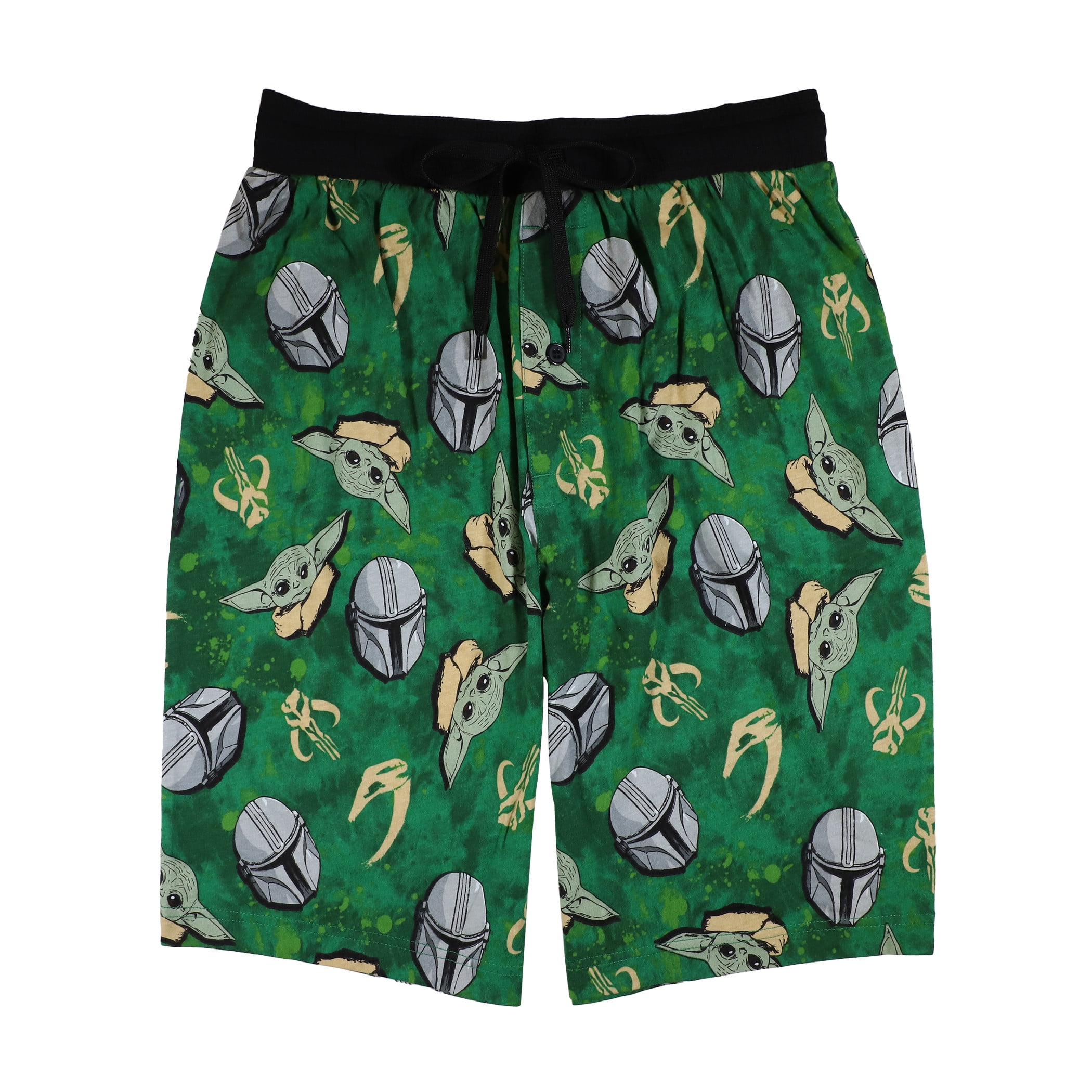 Centric Brands Mens Star Wars Mandalorian and Grogu Green Lounge Shorts ...