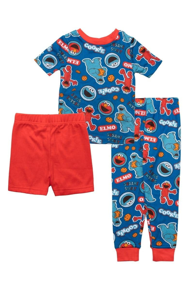 Centric Brands Sesame Street Boys' 3-Piece Pajama Set, Elmo & Cookie ...