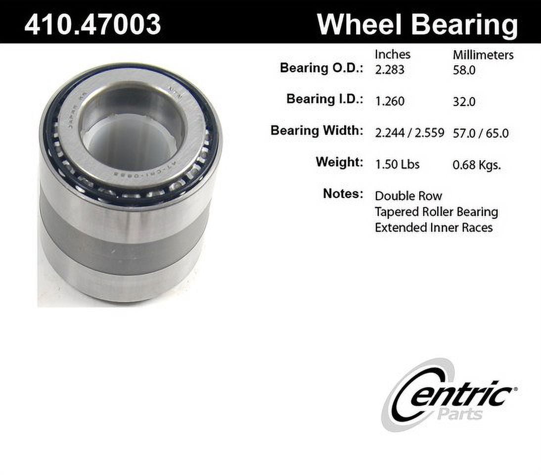 Centric Parts Wheel Bearing P/N:410.47003 Fits select: 1991-1993 SUBARU ...
