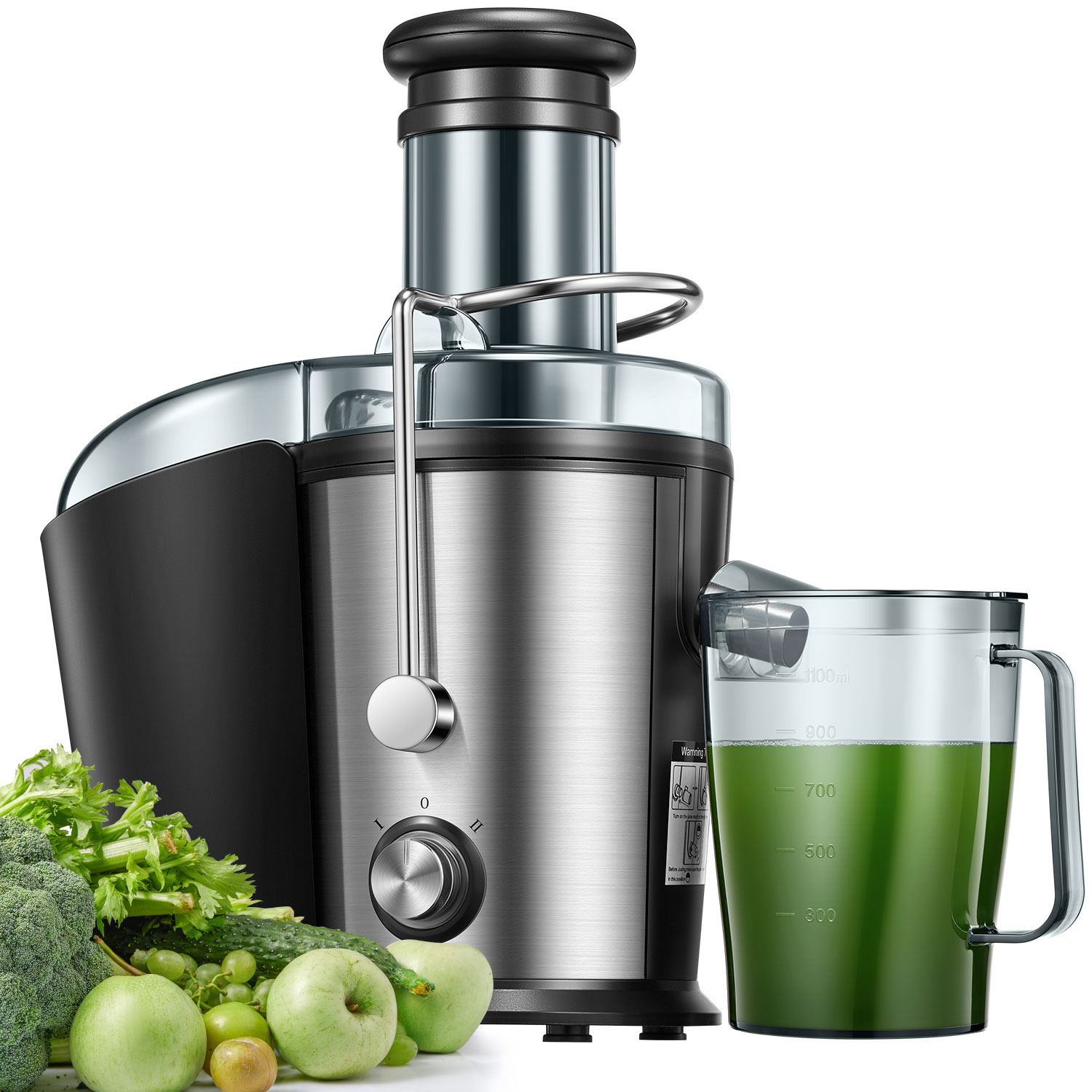 Juicer Extractor Easy Clean, 3 Speeds Control, Stainless Steel BPA Free ...