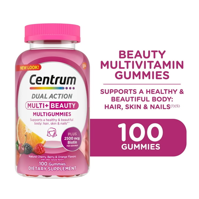Centrum Multi + Beauty Women's Multivitamin Gummies for Hair, Skin ...