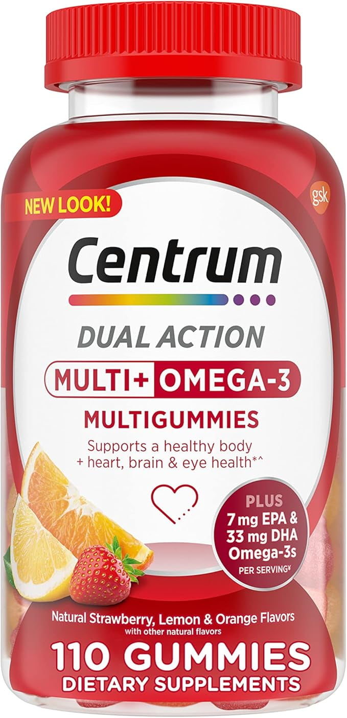 Centrum MultiGummies Multi+ Omega 3 Dual Action, Adult Multivitamin ...