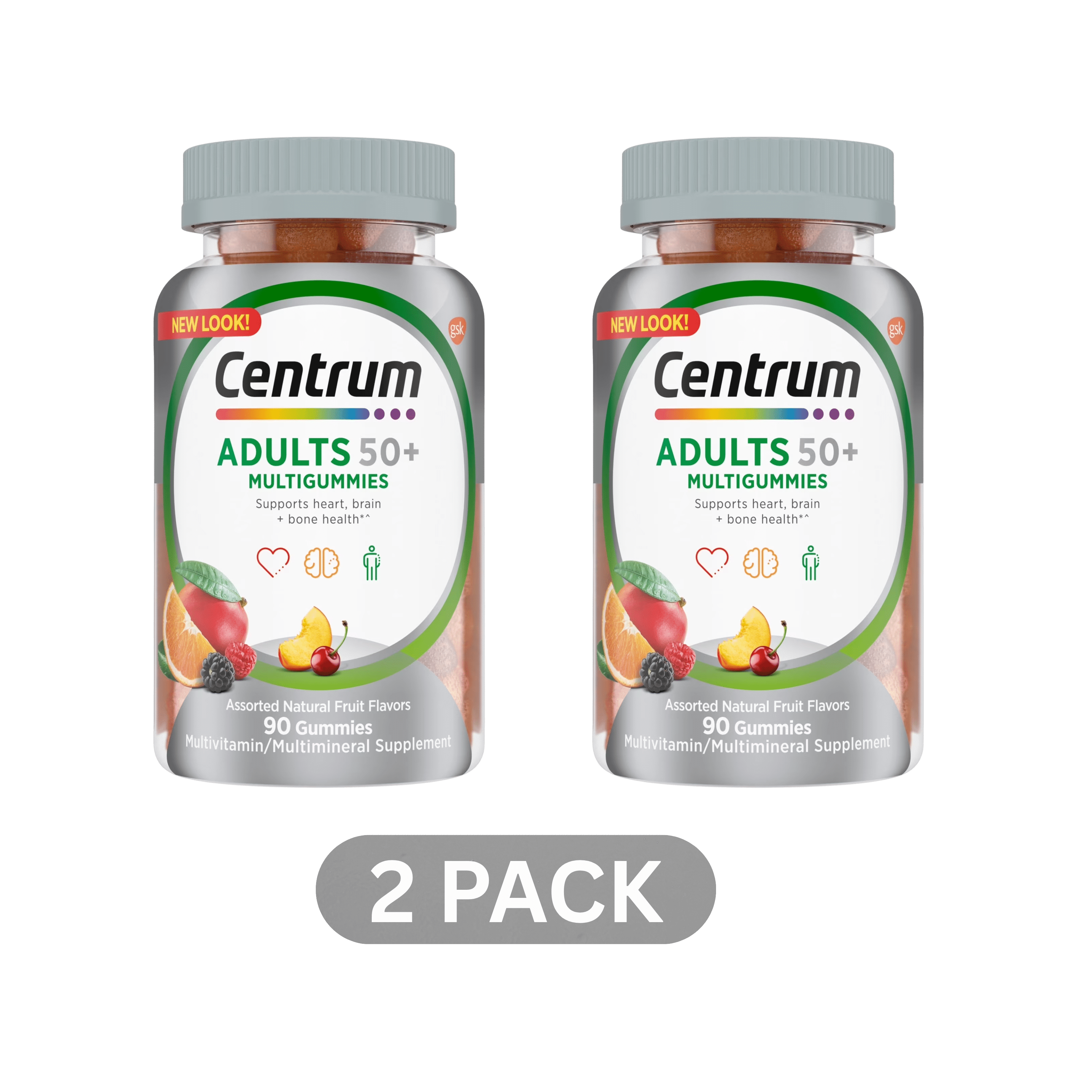 Centrum Multigummies Adult Over 50 Multivitamin Gummies, Assorted Fruit ...