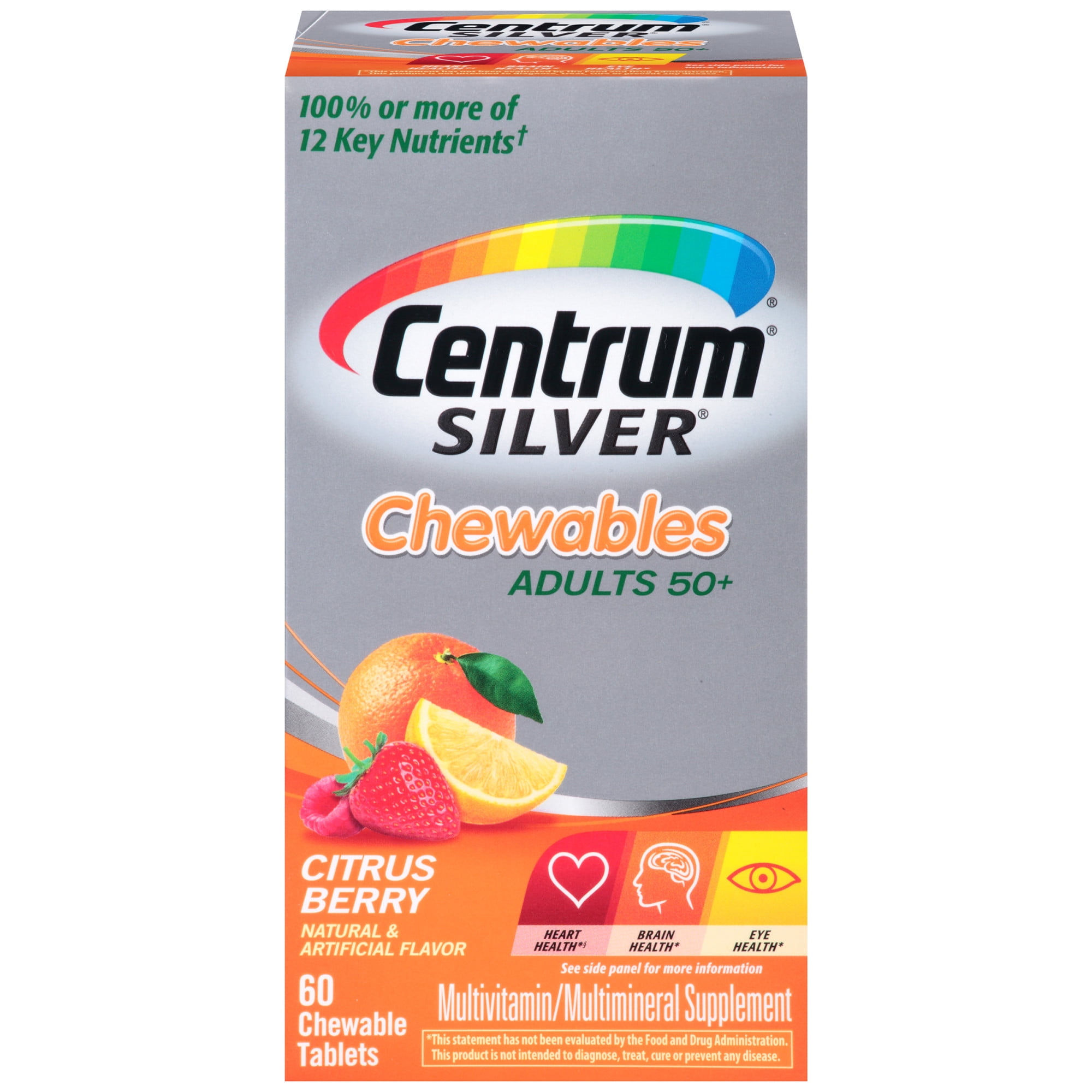 Centrum Silver Adult Chewable Multivitamin Adults 50+, Citrus Berry ...