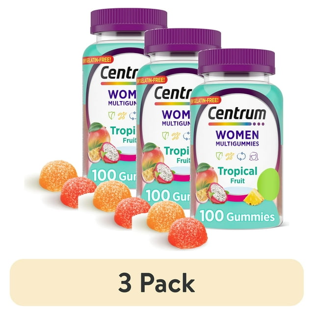 (3 pack) Centrum Women's Multivitamin Gummies, Tropical Fruit Flavors ...