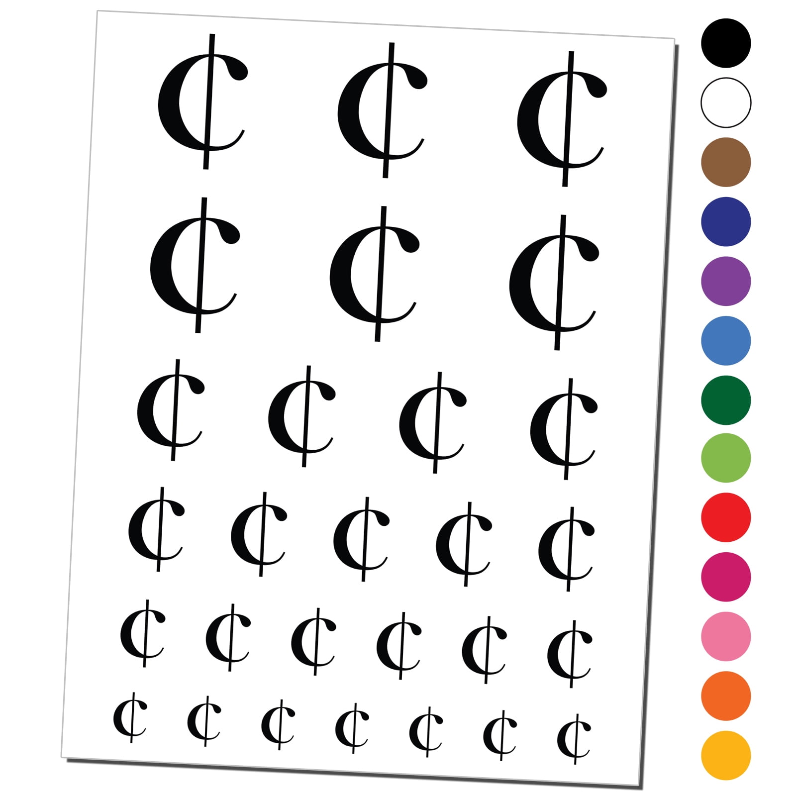 Cents Symbol Water Resistant Temporary Tattoo Set Fake Body Art ...