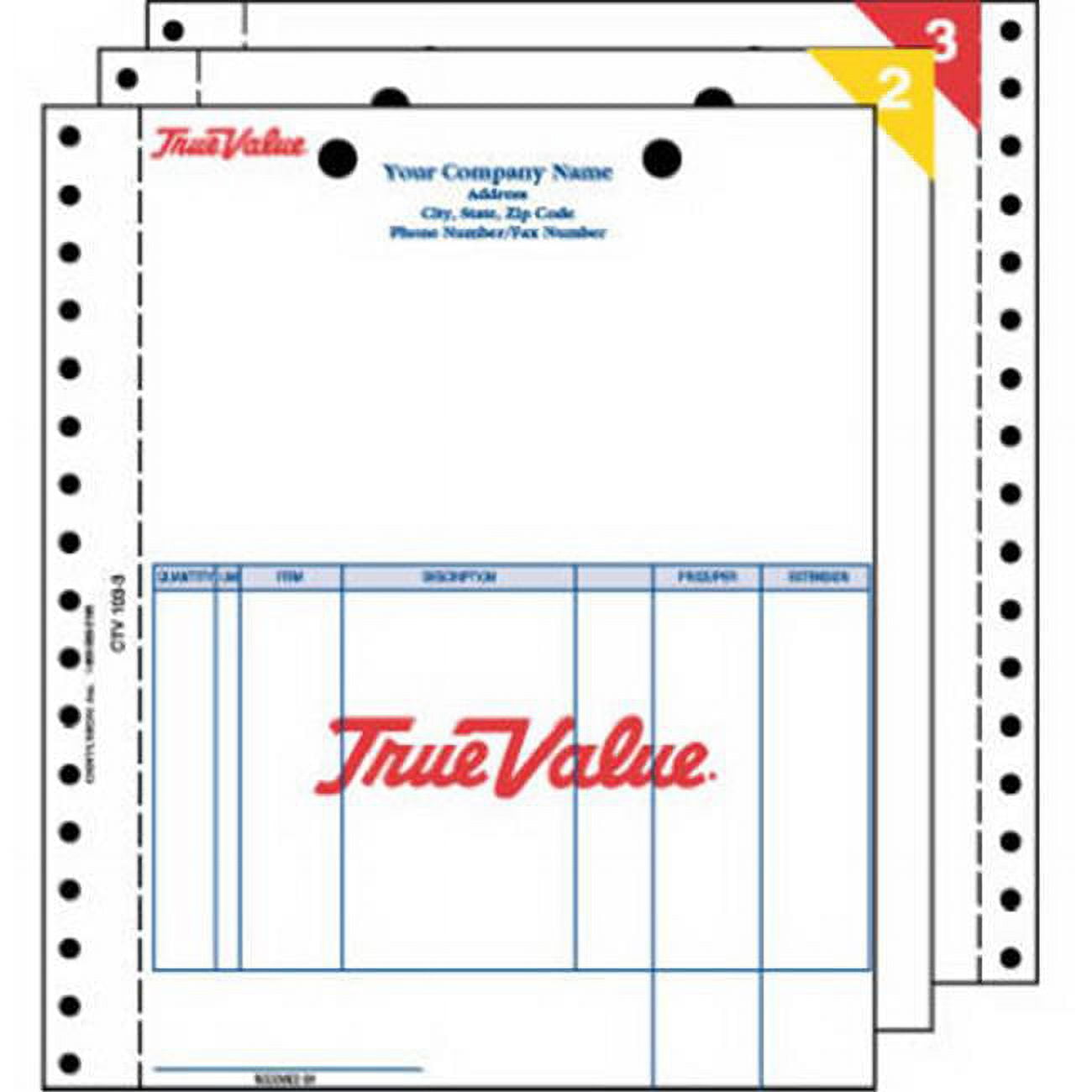 Centurion CTV 103-3 3-Part Carbonless Tru-Trac Retail Invoice - 1000 ...