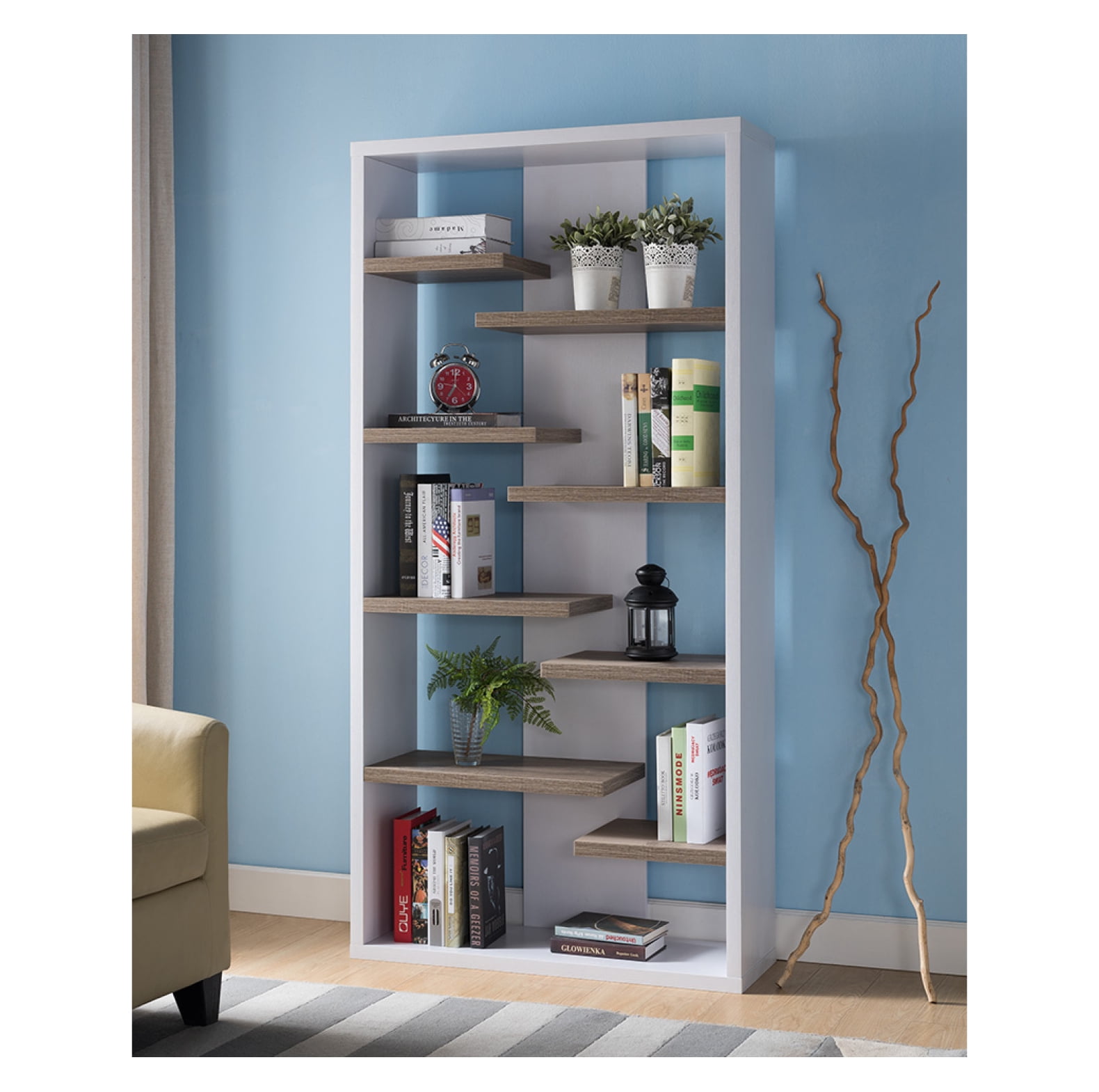 Century Display Cabinet, Open Back Display Cabinet with 8 Shelves ...