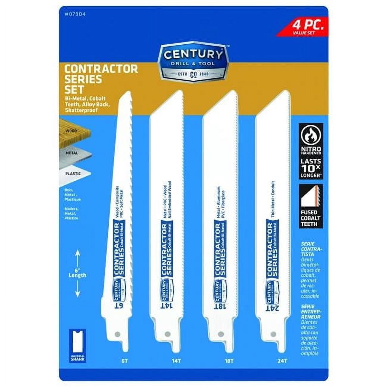 Century Drill & Tool 178390480 07904 Reciprocating Saw Blade Set - 4 ...