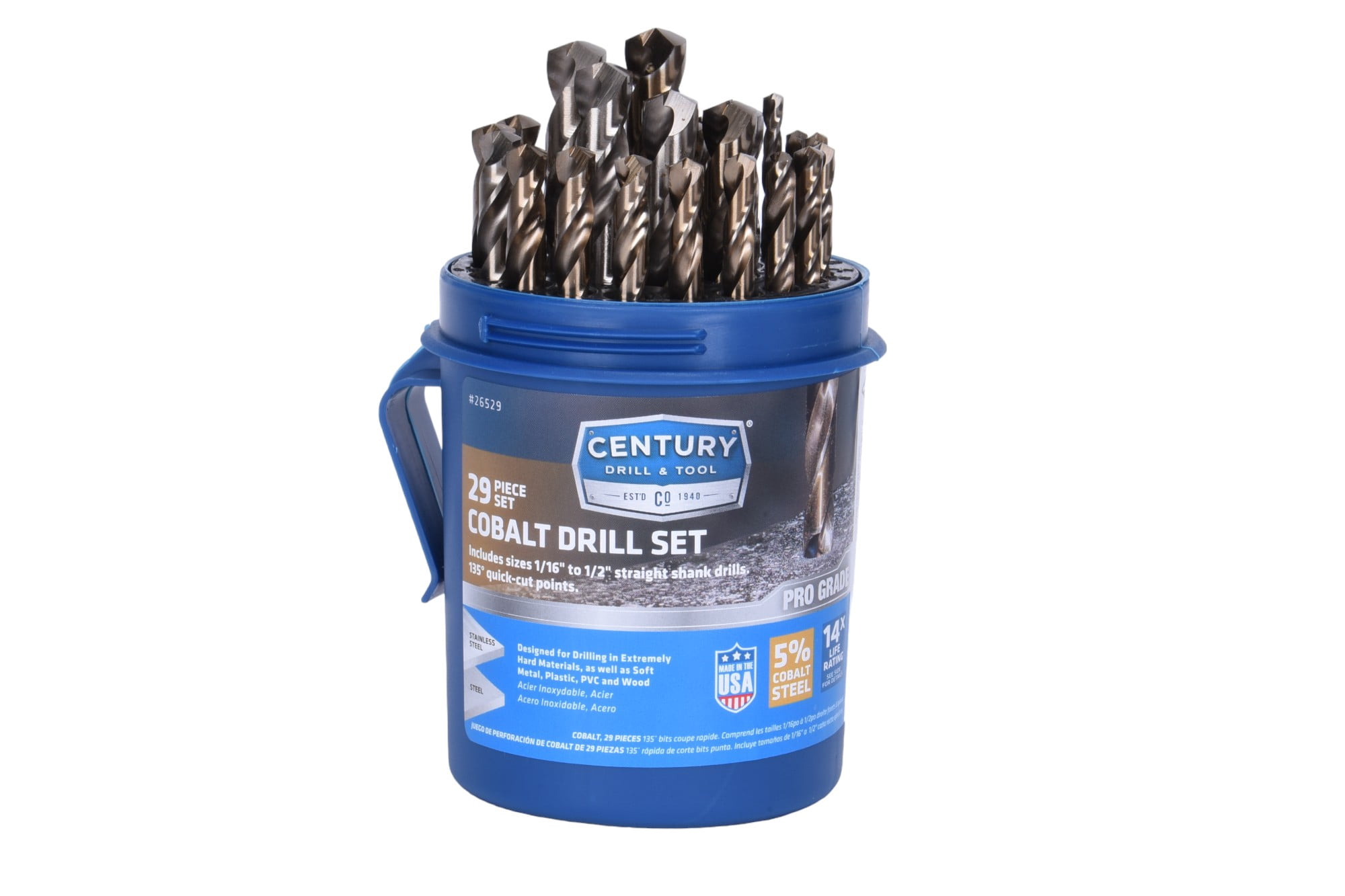 Century Drill & Tool 26529 29 Piece Pro Grade Cobalt Drill Bit Set, 1/ ...