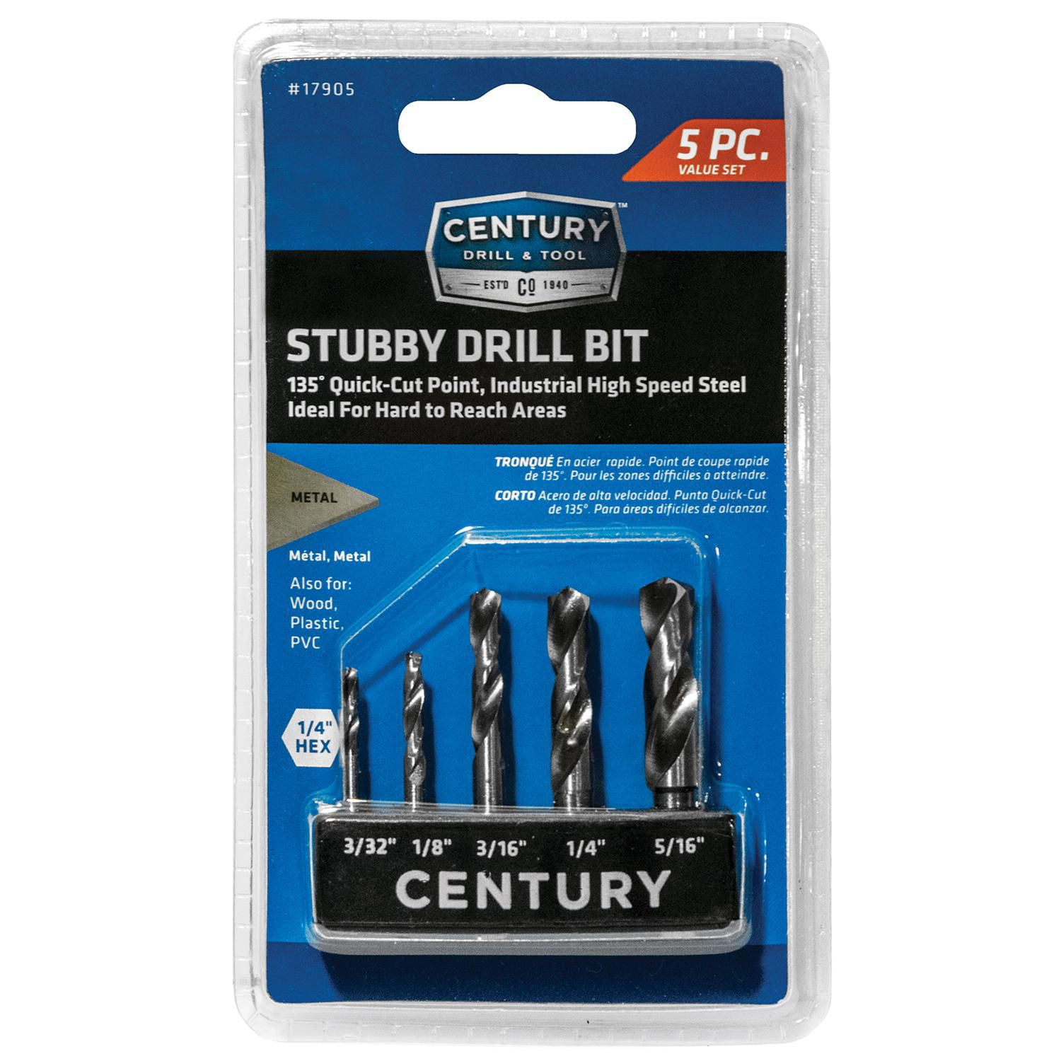 Century Drill & Tool 5 Piece Stubby Drill Bit Set - Walmart.com