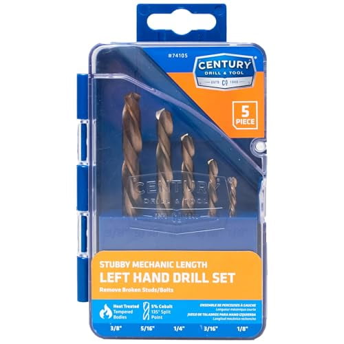 Century Drill & Tool 74105 Cobalt Left Hand Drill Bit, 5 Piece Set ...