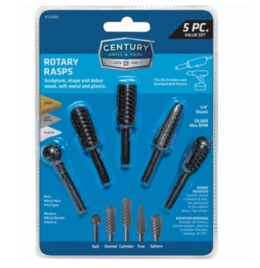 Century Drill & Tool 75499 Rotary Rasps Set, 5 Piece, Each - Walmart.com