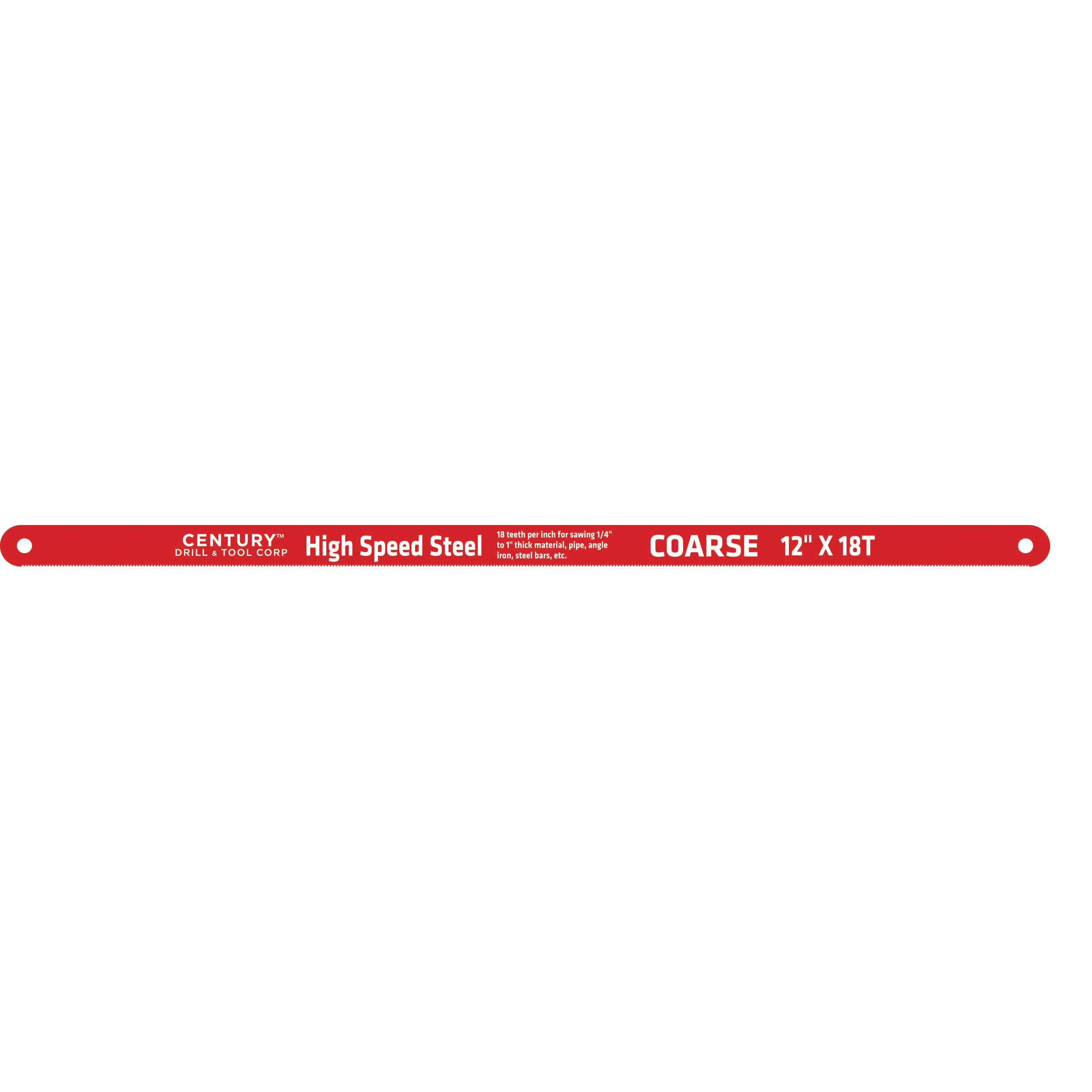 Century Drill & Tool 4337 High Speed Steel Hacksaw Blade, 12" by 18T ...