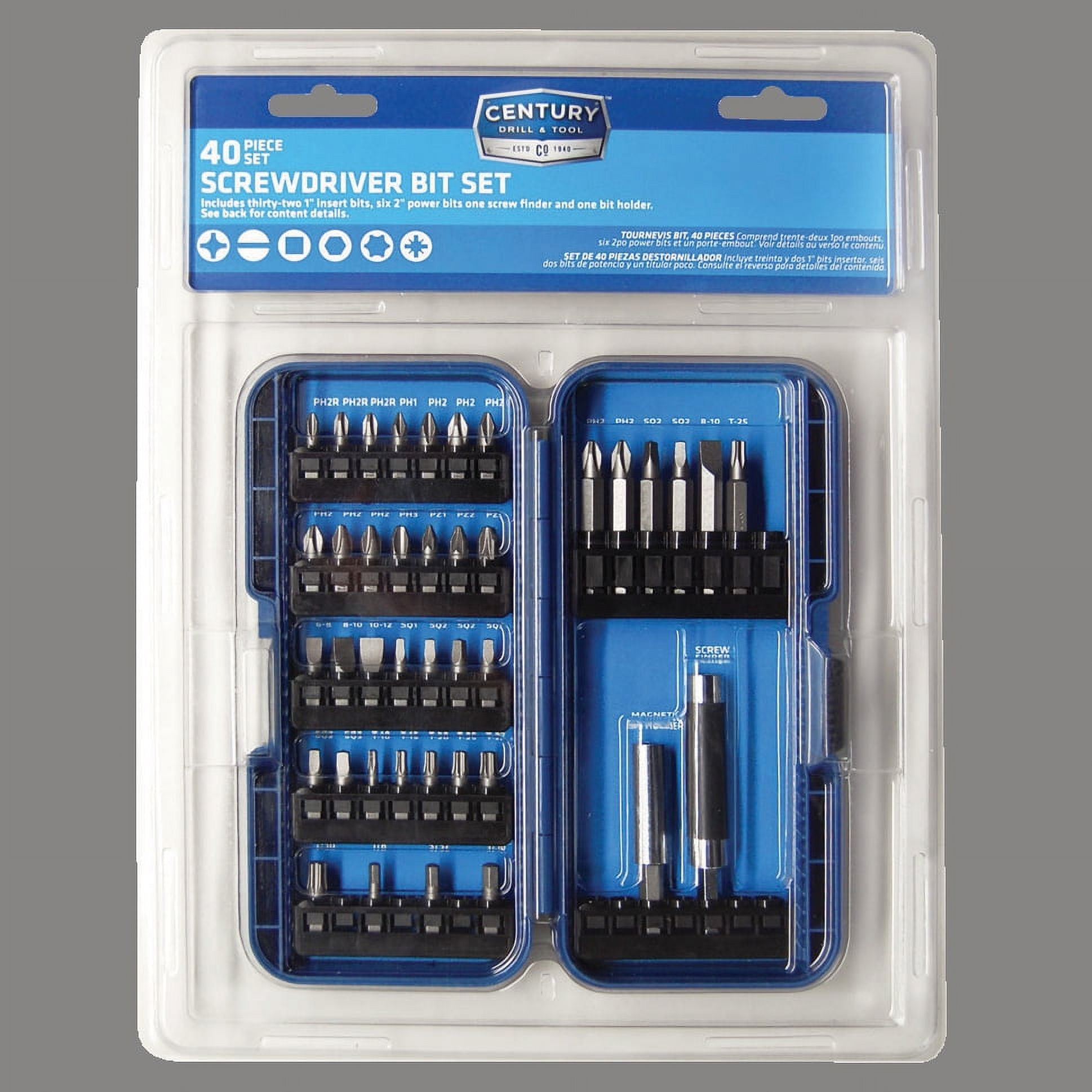 Century Drill & Tool Screwdriving Bit,40 Pc Set 68941 - Walmart.com