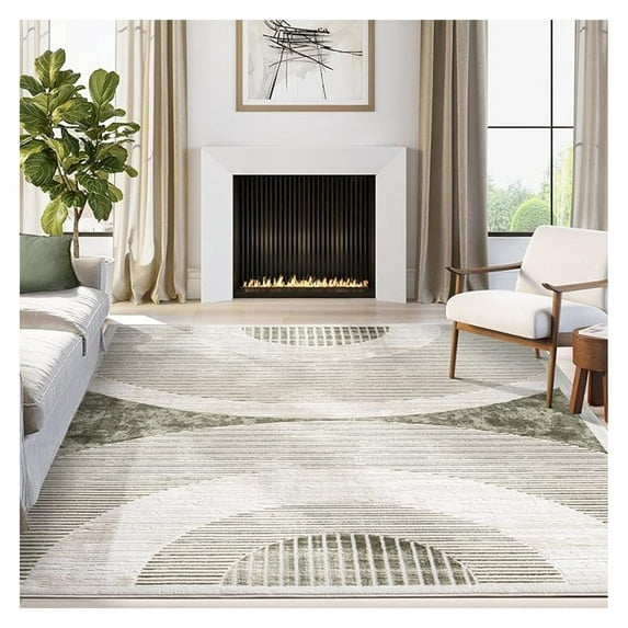 -Century Green Arch Washable Area Rug – 4' x 6' – Modern Geometric ...
