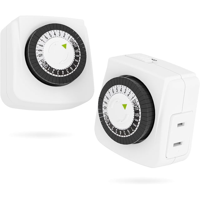 Century 2-Pack Mini Indoor 24-Hour Mechanical Outlet Timer, 2 Prong ...