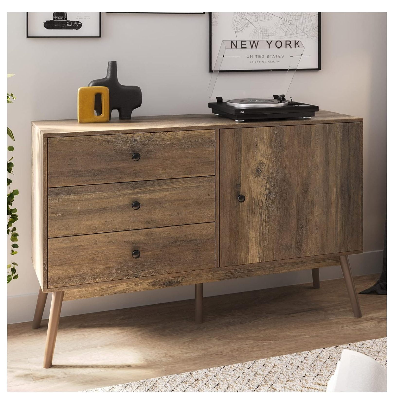 Century Modern 52" Sideboard Kitchen Buffet, TV Stand Entertainment ...