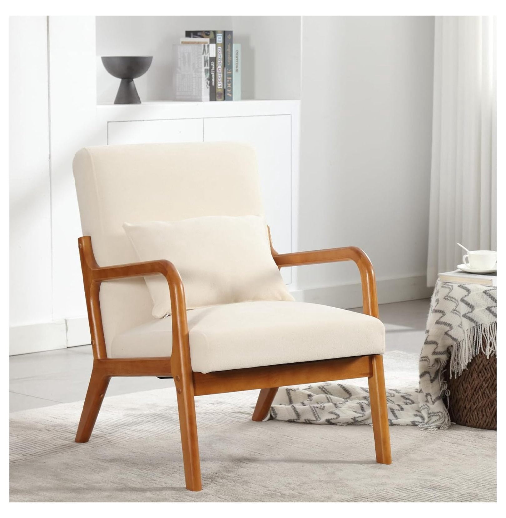 Century Modern Accent Chair Lounge Reading Armchair with Wood Frame for ...
