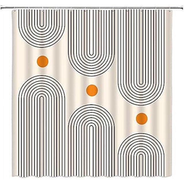 Century Modern Boho Shower Curtain Moon Phase Abstract Minimalist