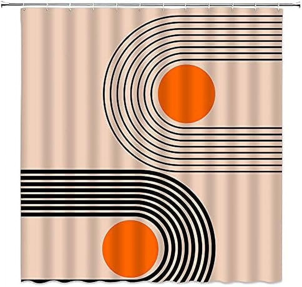 Century Modern Boho Shower Curtain Moon Phase Abstract Minimalist