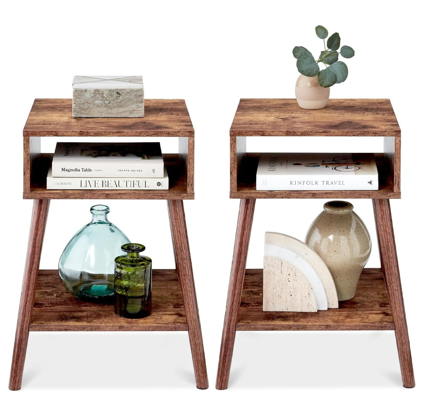 -Century Modern End Table Set of 2, Side Accent Furniture for Living ...