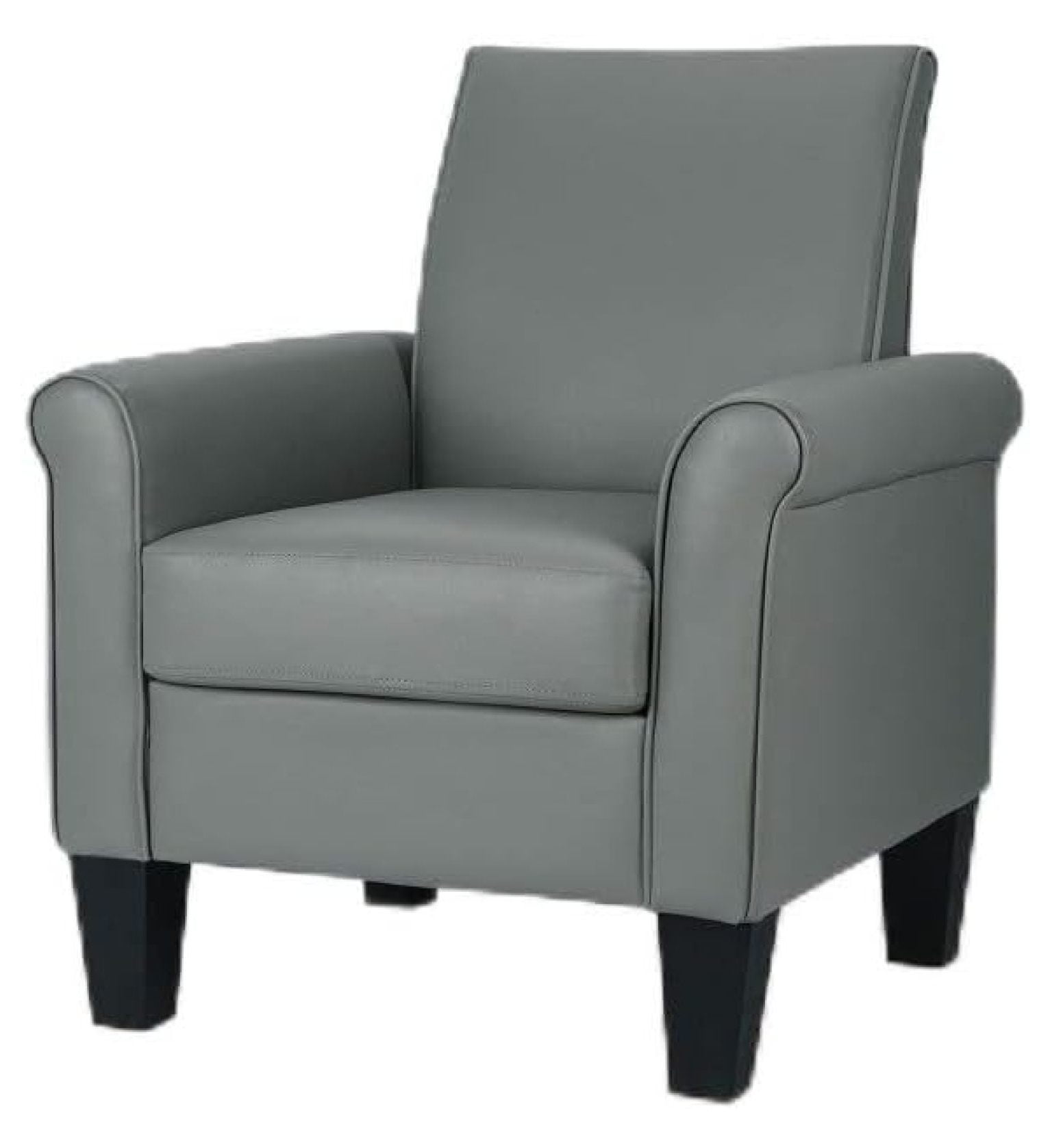 -Century Modern Leather Accent Chair Overstuffed Leather Living Room ...