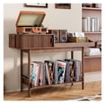 Century Modern Record Player Stand, Vinyl Record Storage with Fluted ...