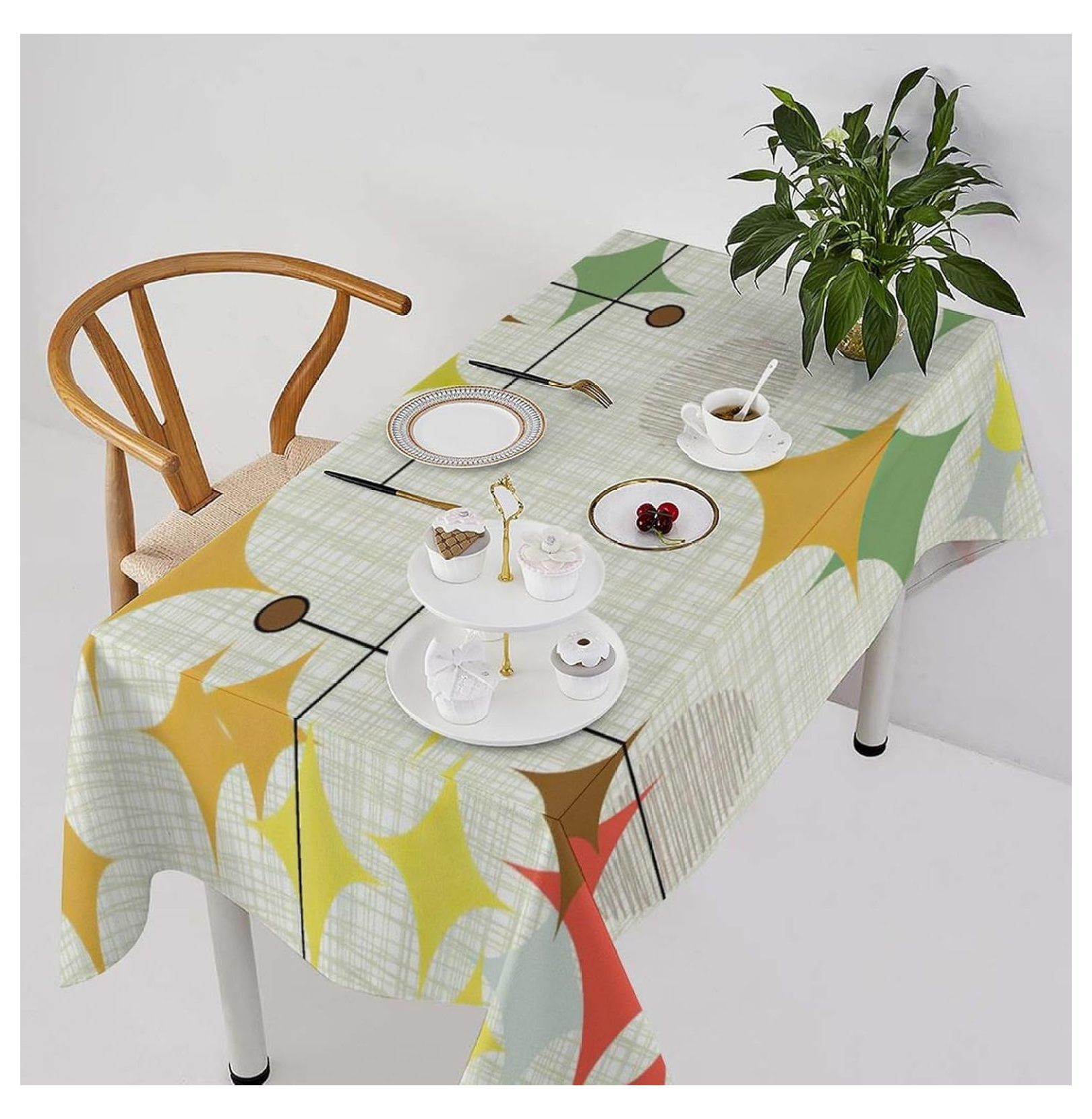 Century Modern Tablecloth,1950s Colors Pattern Table Cloth for Kitchen ...