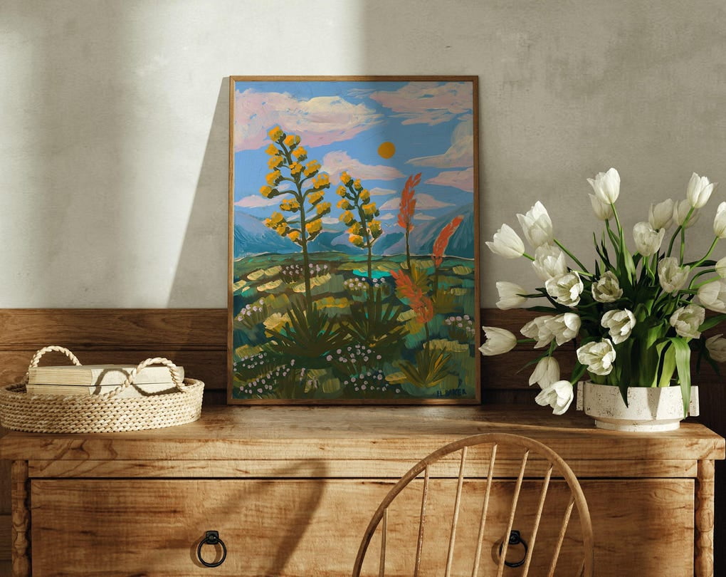 Century Plant Red Yucca Print Western Big Bend National Park Poster ...