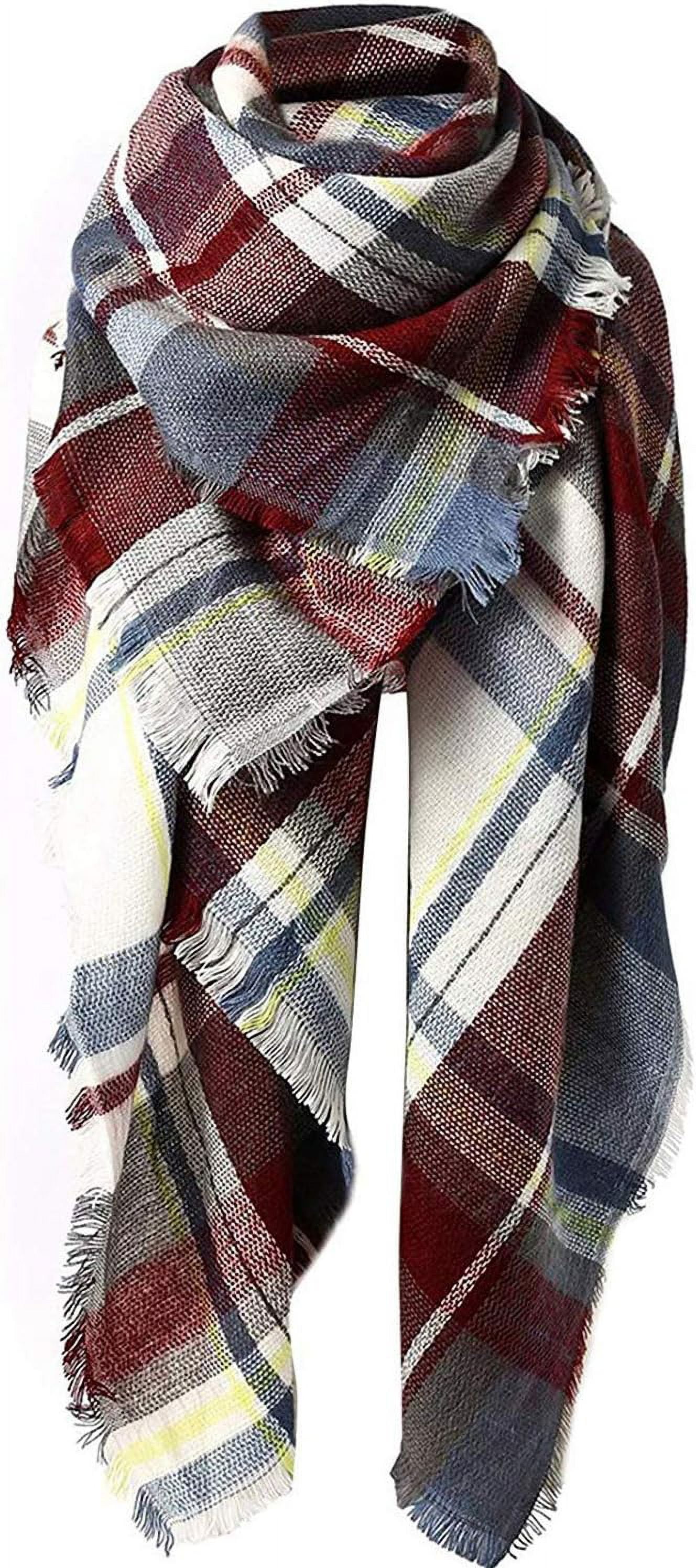Century Star Womens Winter Scarf Fall Plaid Scarf Knit Oversized Large ...