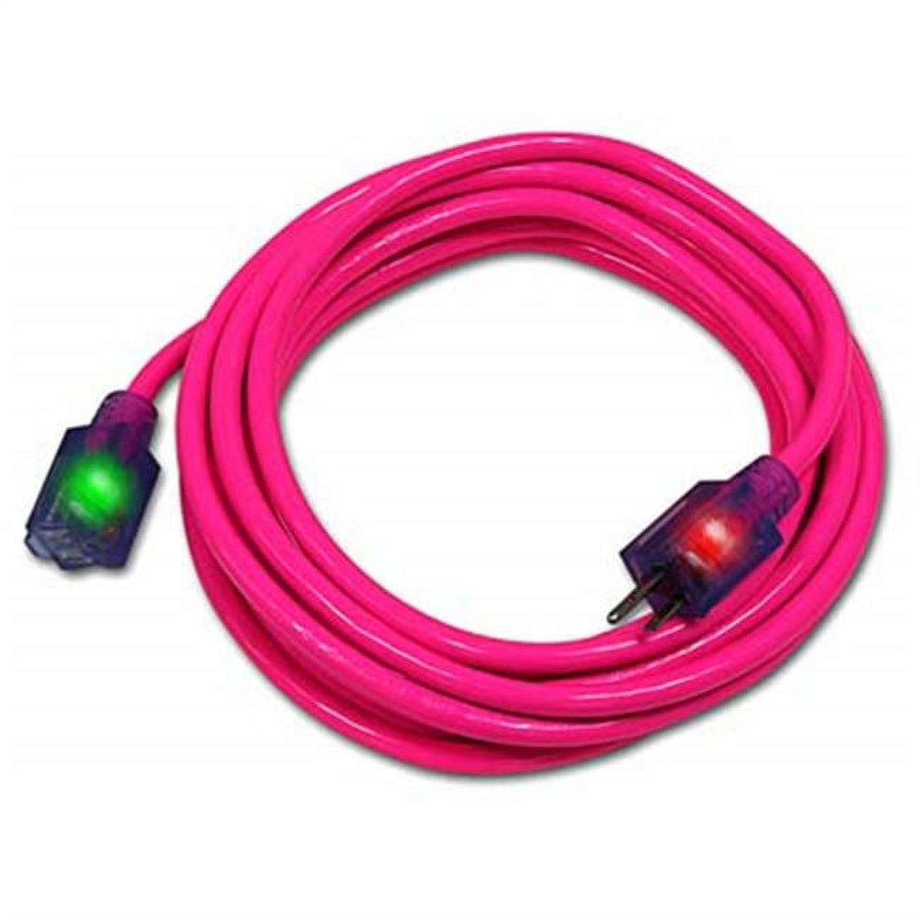 Century Wire & Cable 250587 100 ft. 14 by 3 Pink Pro Glo Extension Cord ...
