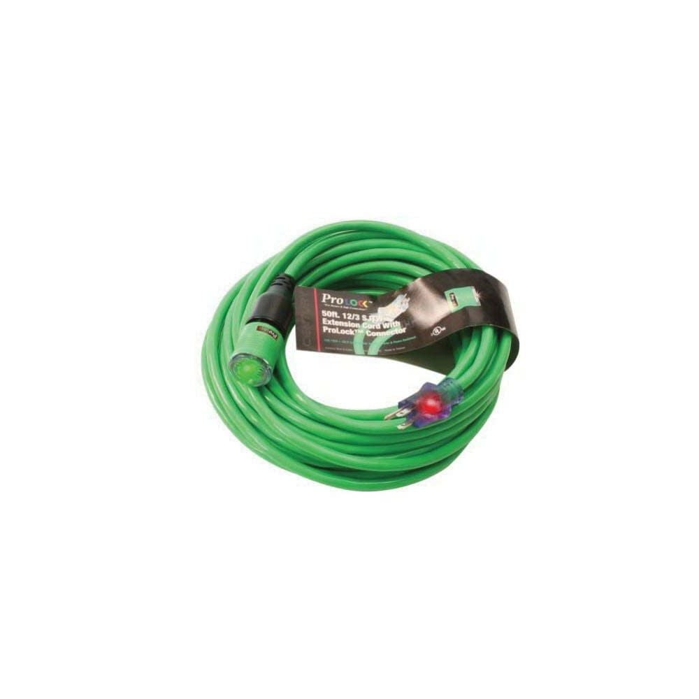 Century Wire Pro Lock 50 Ft 12/3 Sjtw Green Molded Extension Cord With ...
