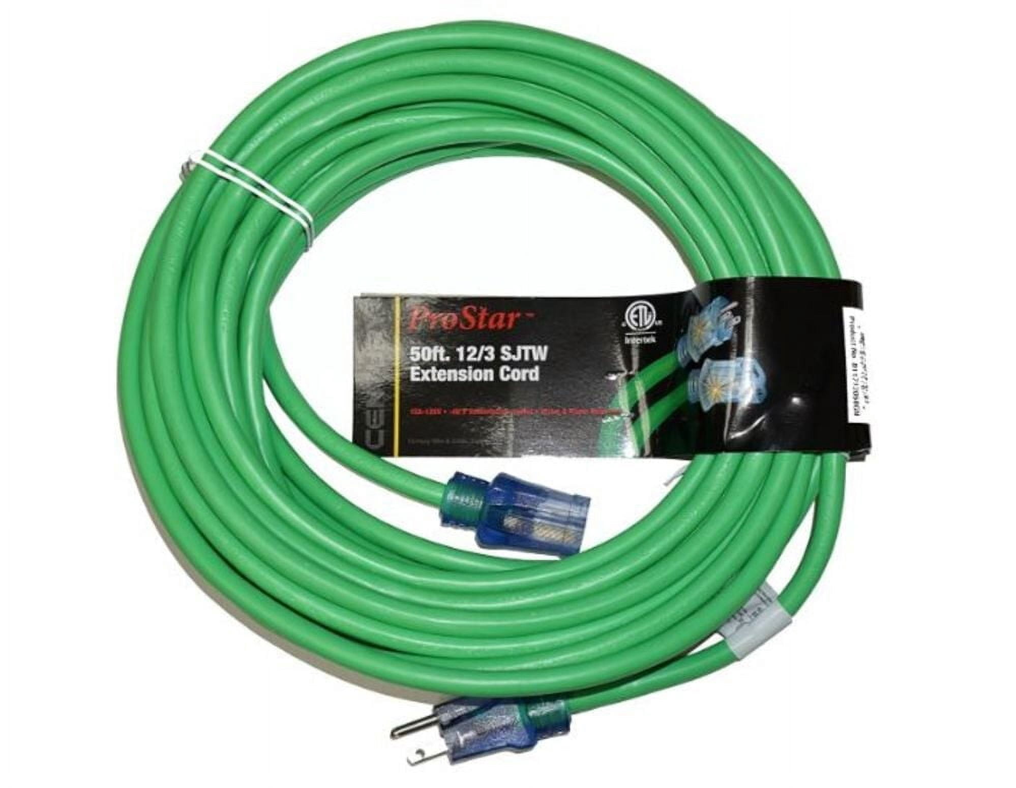 Century Wire Prostar 50 Ft 12/3 Sjtw Green Lighted Extension Cord ...