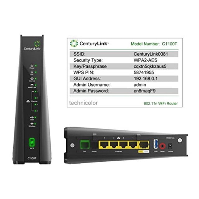 CenturyLink Technicolor C1100T Vdsl2 Modem 802.11n WiFi Router ...