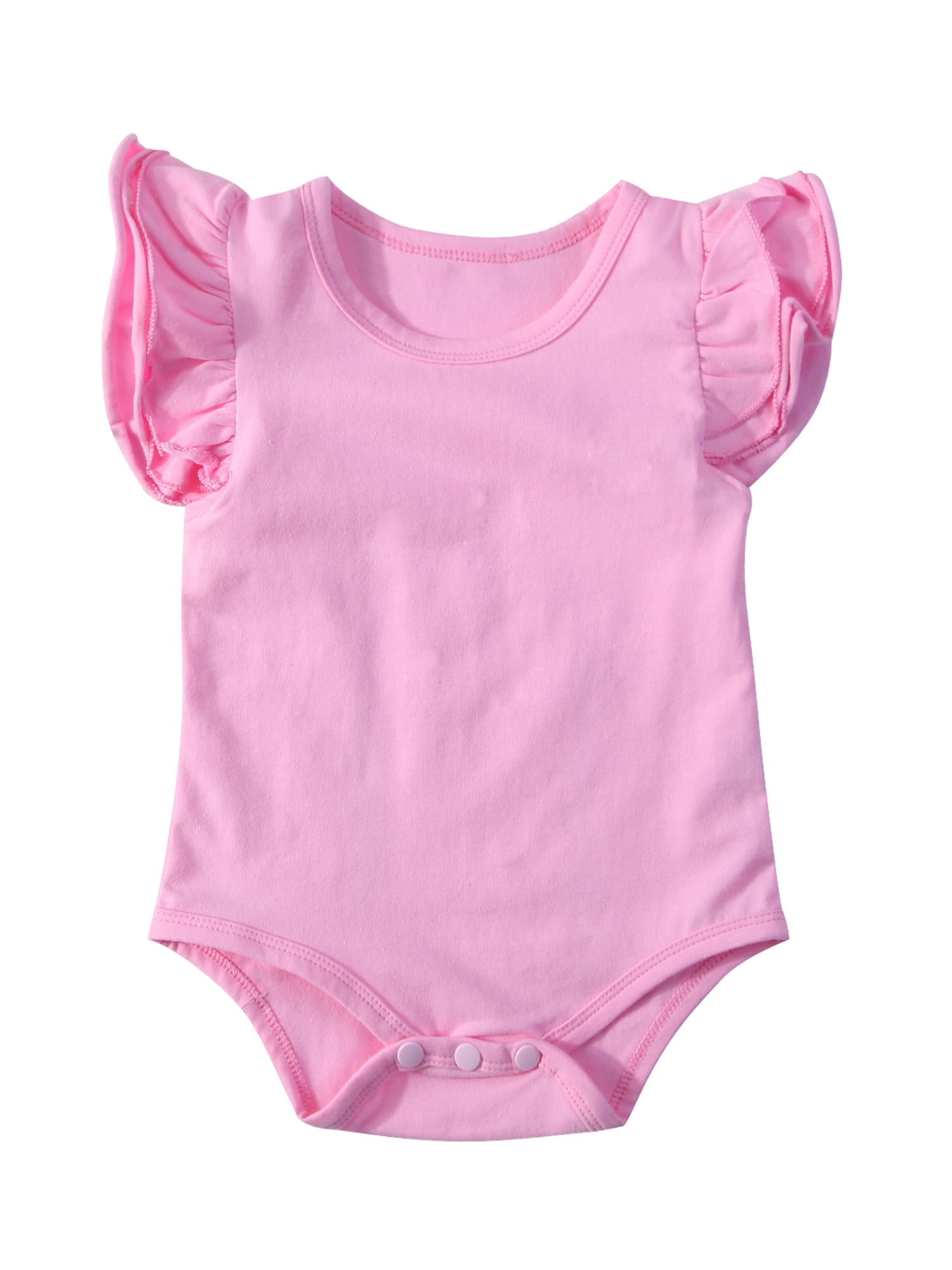 CenturyX Infant Baby Girls Boys Fly Sleeve Romper Solid Color Bodysuit Summer Clothes Bodysuit ...