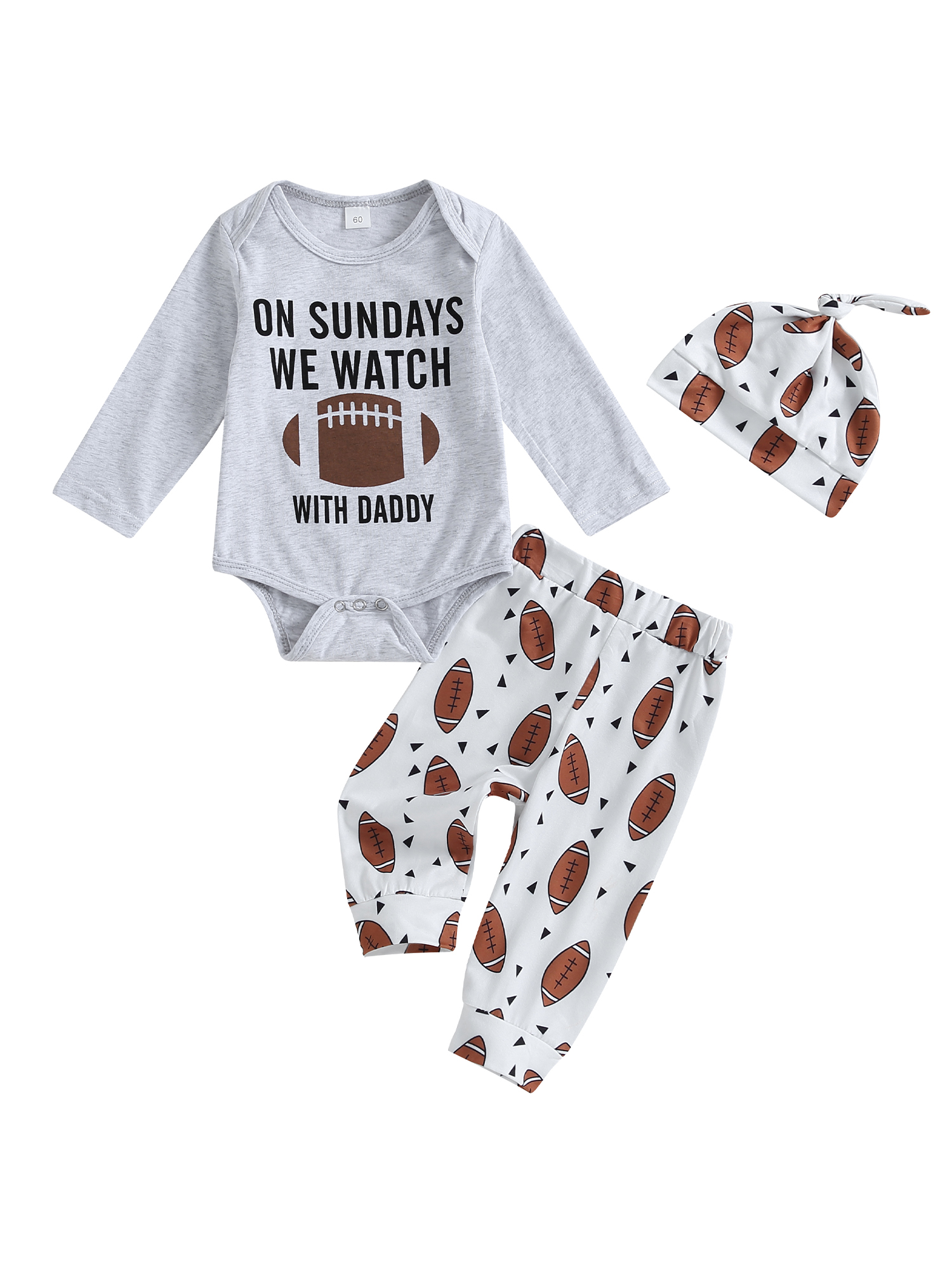 CenturyX Newborn Baby Boy Football Season Suit Letters Print Bodysuit ...