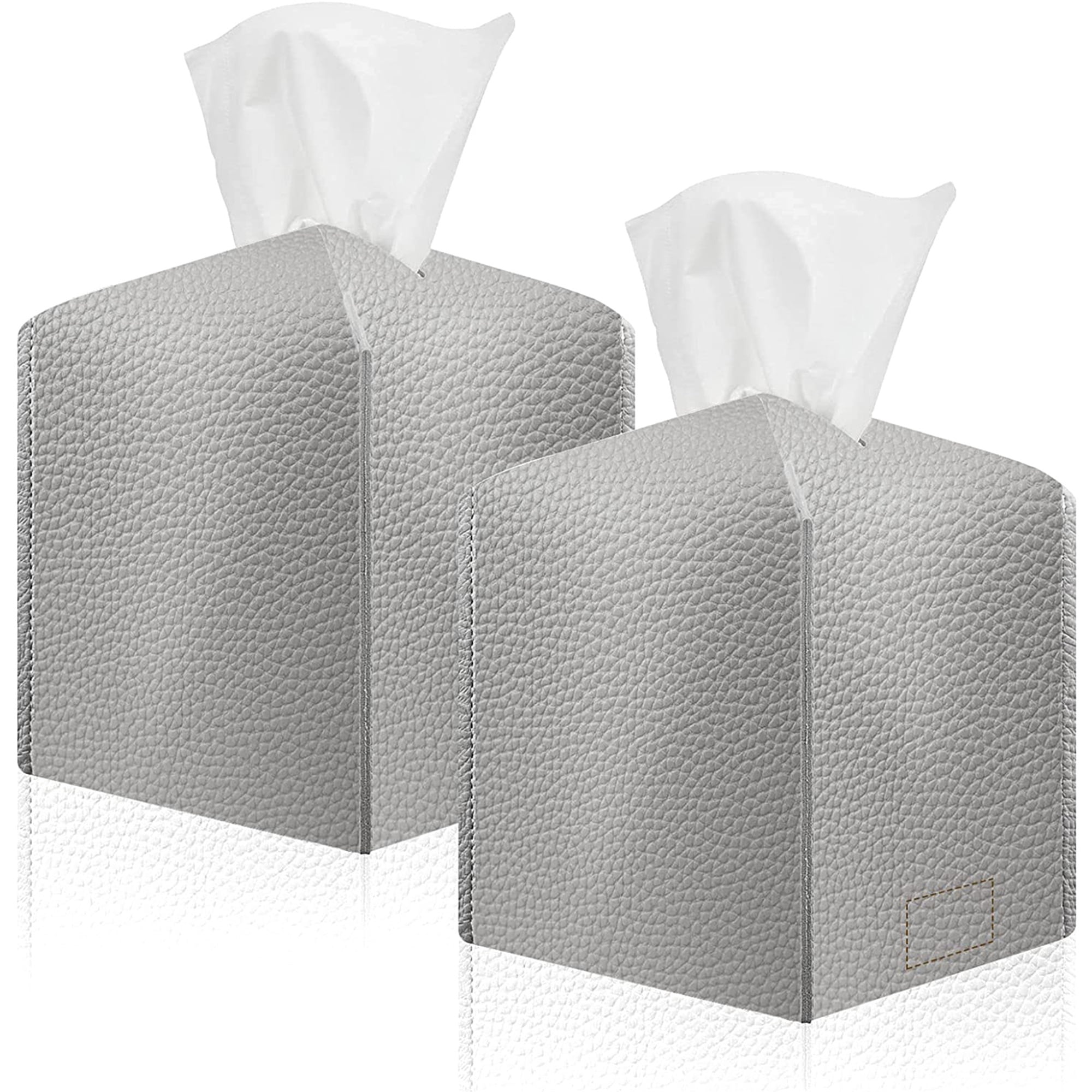 CenturyX Two Pack Tissue Box Covers Modern PU Leather Kleenex Square ...
