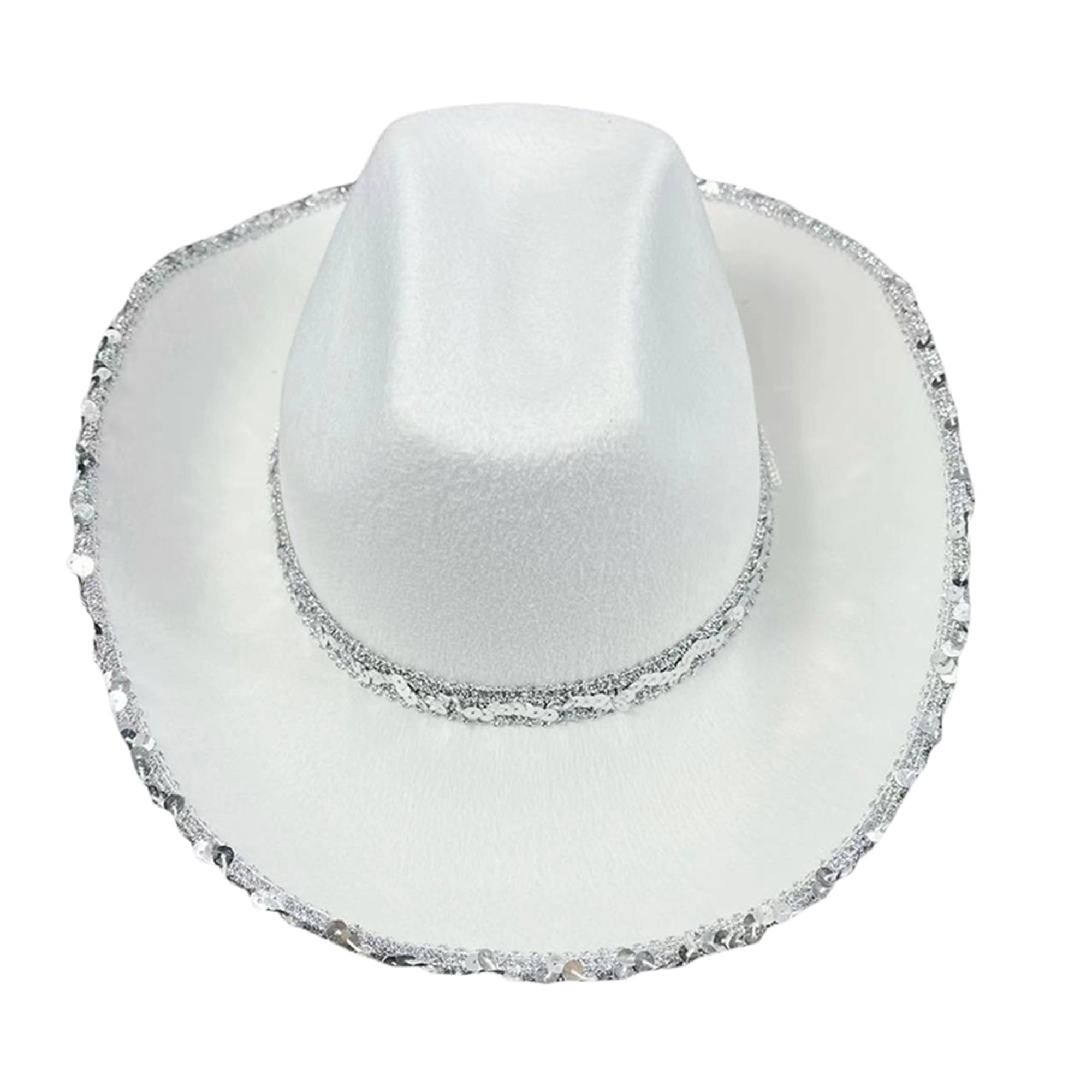 CenturyX Women Cowboy Hat, Shiny Sequined Wide Brim Western Large Thick ...