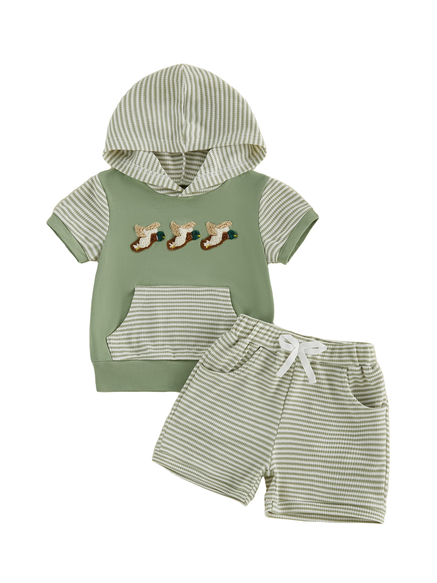 Cenuakty 2Pcs Baby Boy Summer Outfits Short Sleeve Duck Embroidery ...