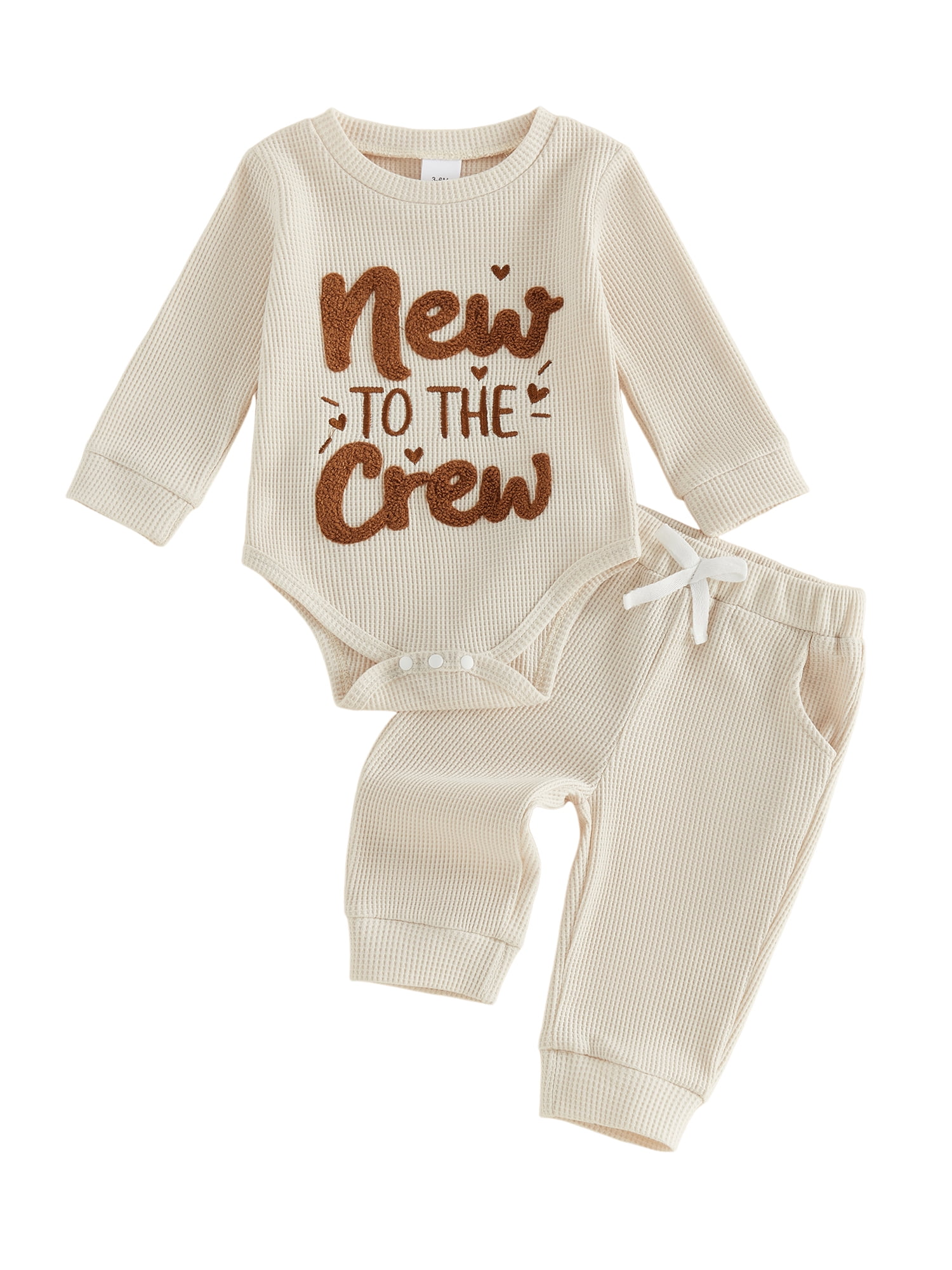 Cenuakty Baby 3Pcs Fall Outfits Long Sleeve Letter Embroidery Romper ...
