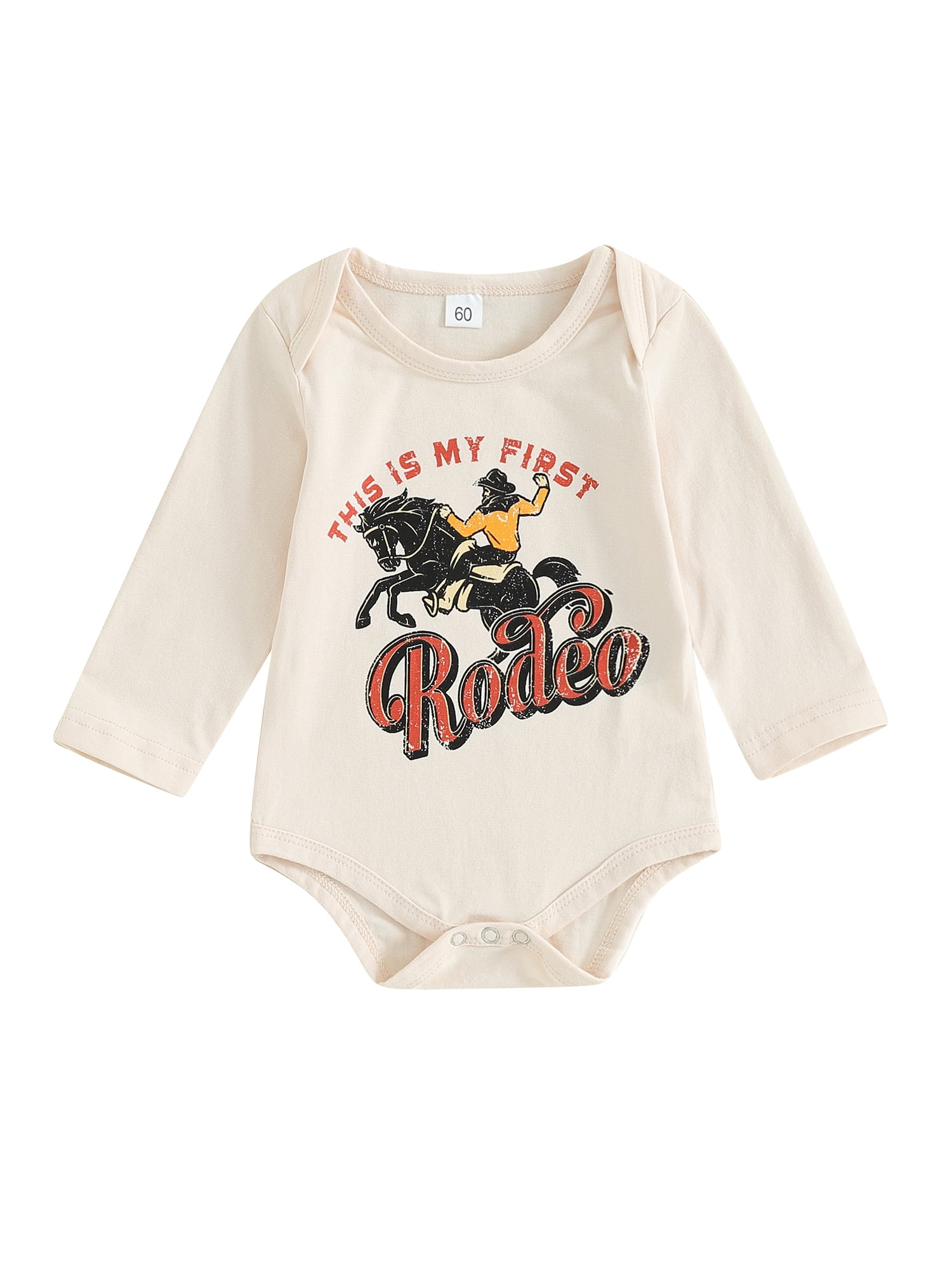 Cenuakty Baby Bubble Romper Casual Long Sleeve Round Neck Cowboy Print ...