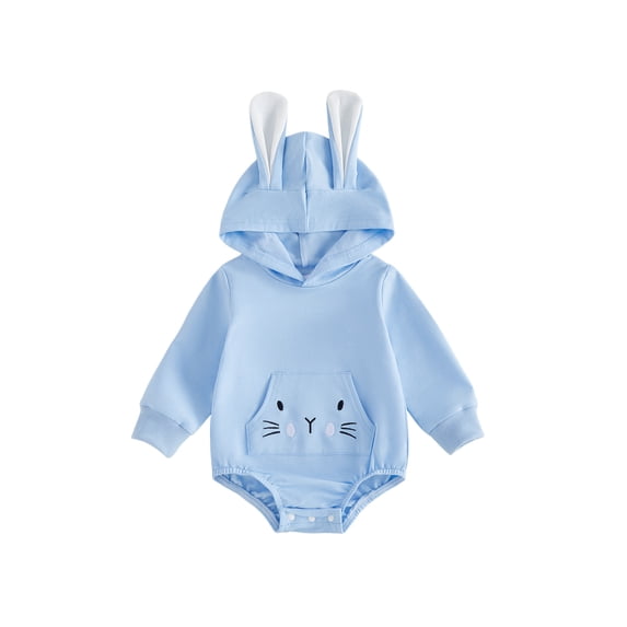 Cenuakty Baby Easter Hooded Romper with Bunny Ears Embroidered Long ...