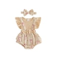 Cenuakty Baby Girl Summer Bubble Romper Floral Bow Print Fake Two ...