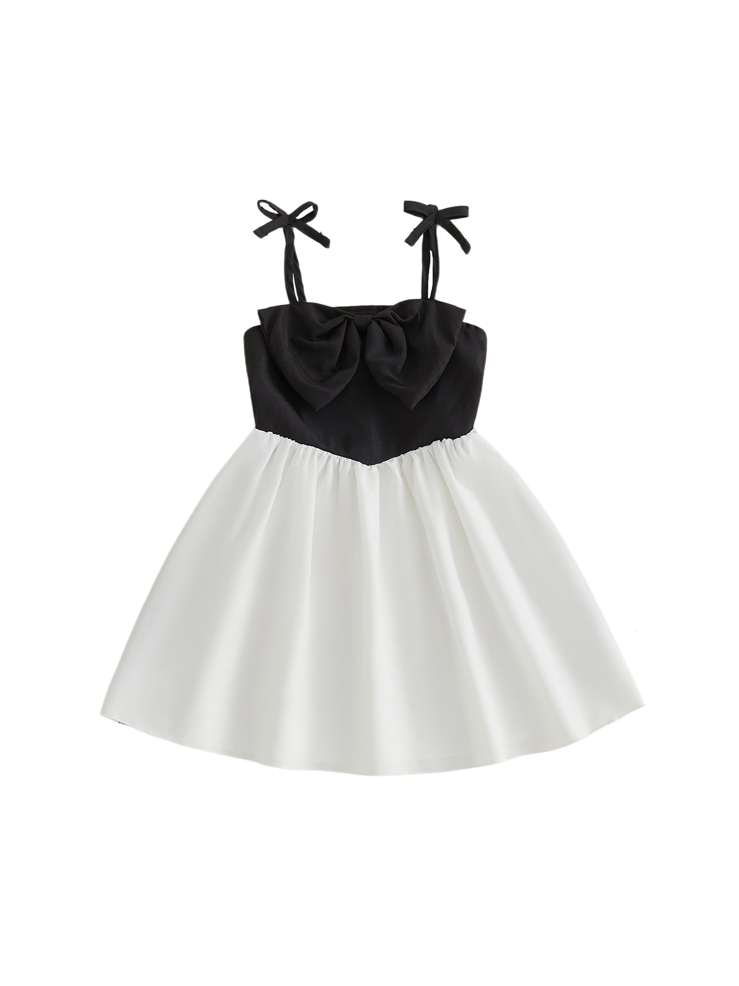 Cenuakty Baby Girl Summer Dress Sleeveless Bow Front Contrast Color A ...