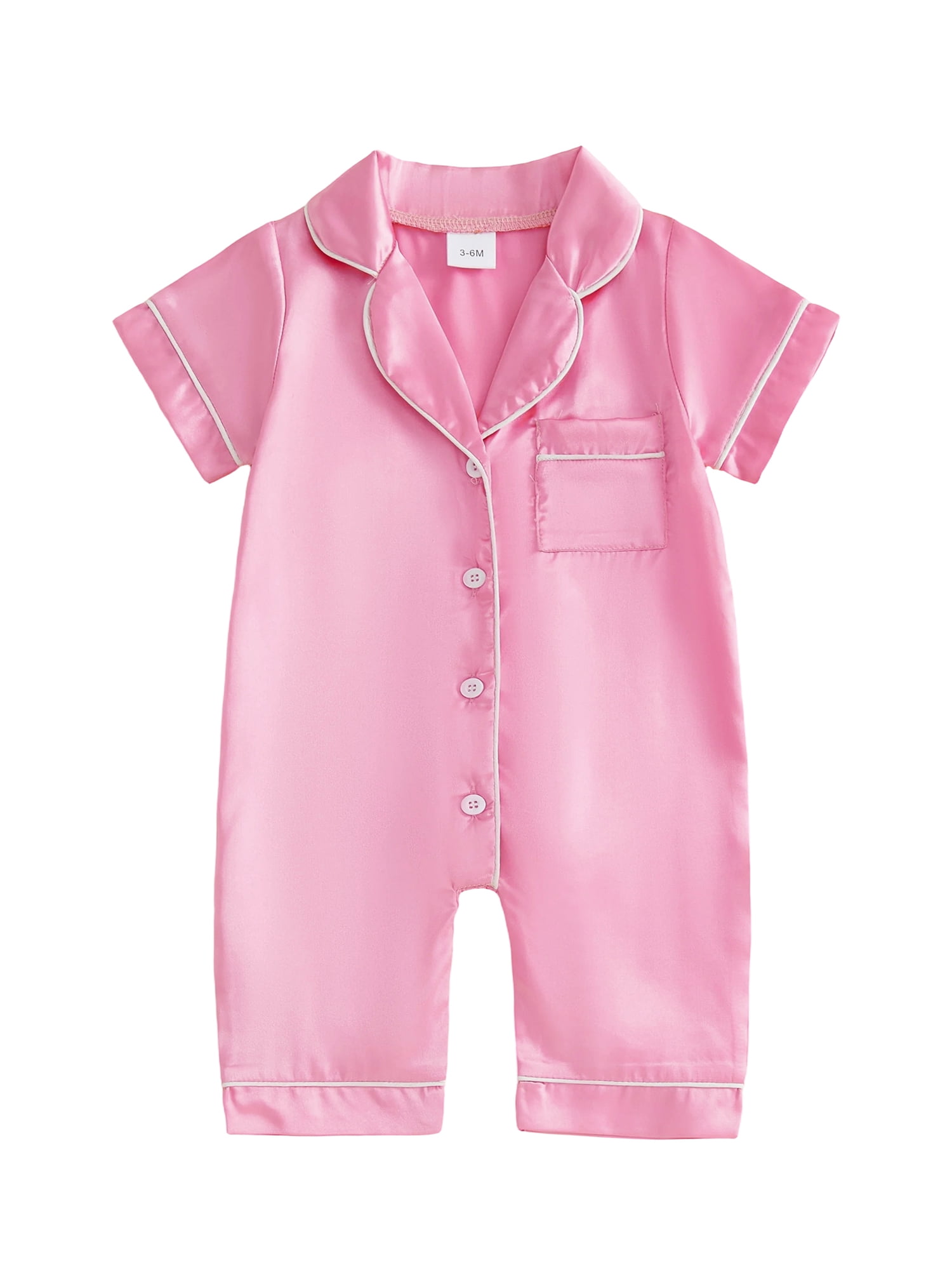 Cenuakty Baby0-24M Jumpsuit Casual Short Sleeve Lapel Collar Contrast ...